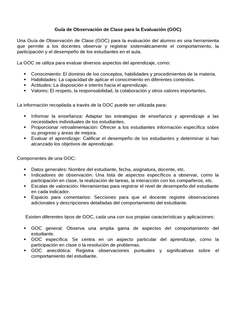 Guia De Observacion Pdf