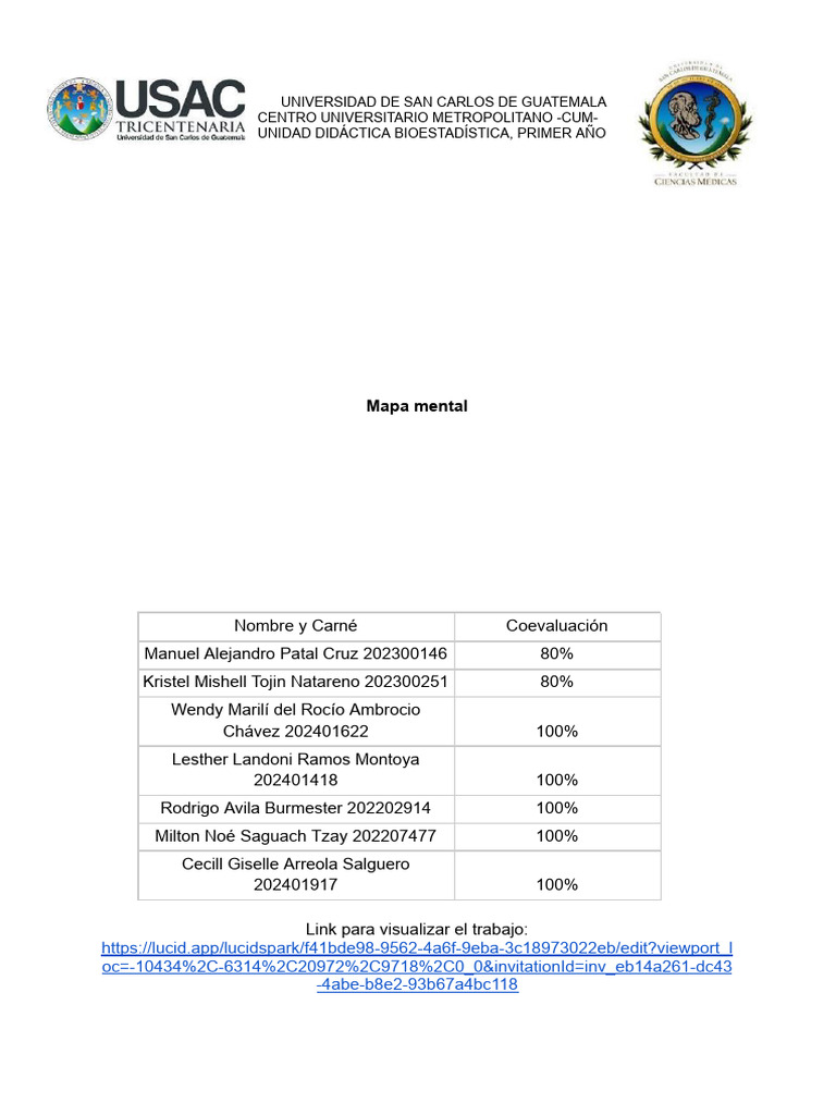 Carátula Mapa Mental Grupo 5 Bioestadística Mie-Jue | PDF