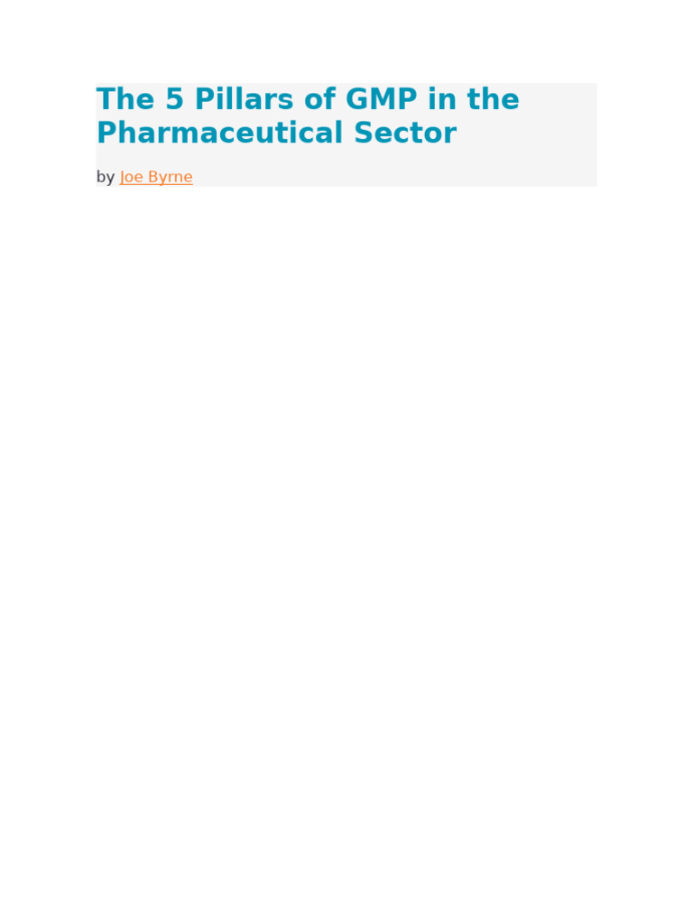 The 5 Pillars of GMP in The Pharmaceutical Sector | PDF