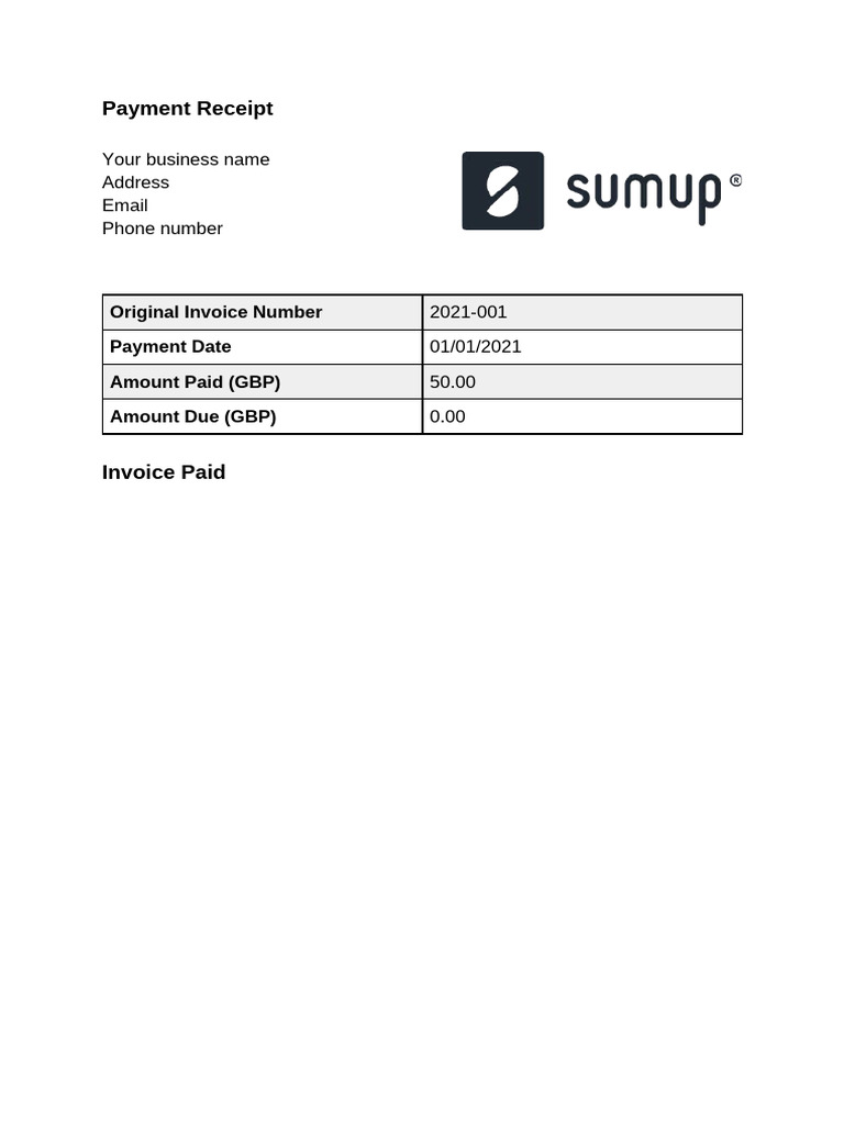 UK Payment Receipt Template | PDF