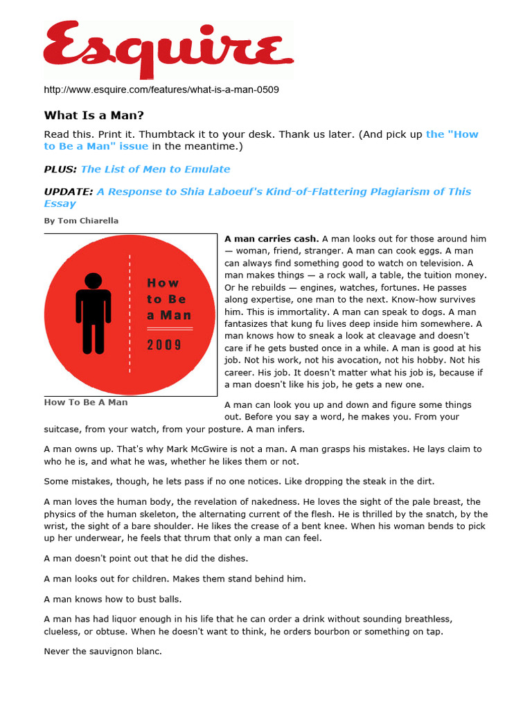 What Is A Man? - Esquire | PDF