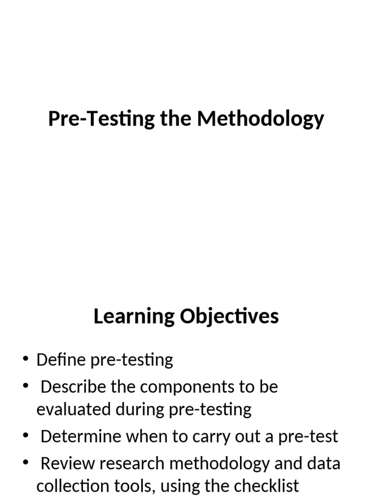 Pre-Testing Research Methodology Essentials | PDF | Methodology ...