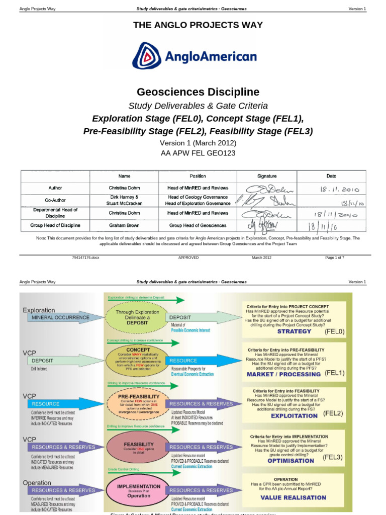 AA APW FEL GEO123 Concept, Pre-Feas, Feas Study Req and Criteria - Geosciences | PDF