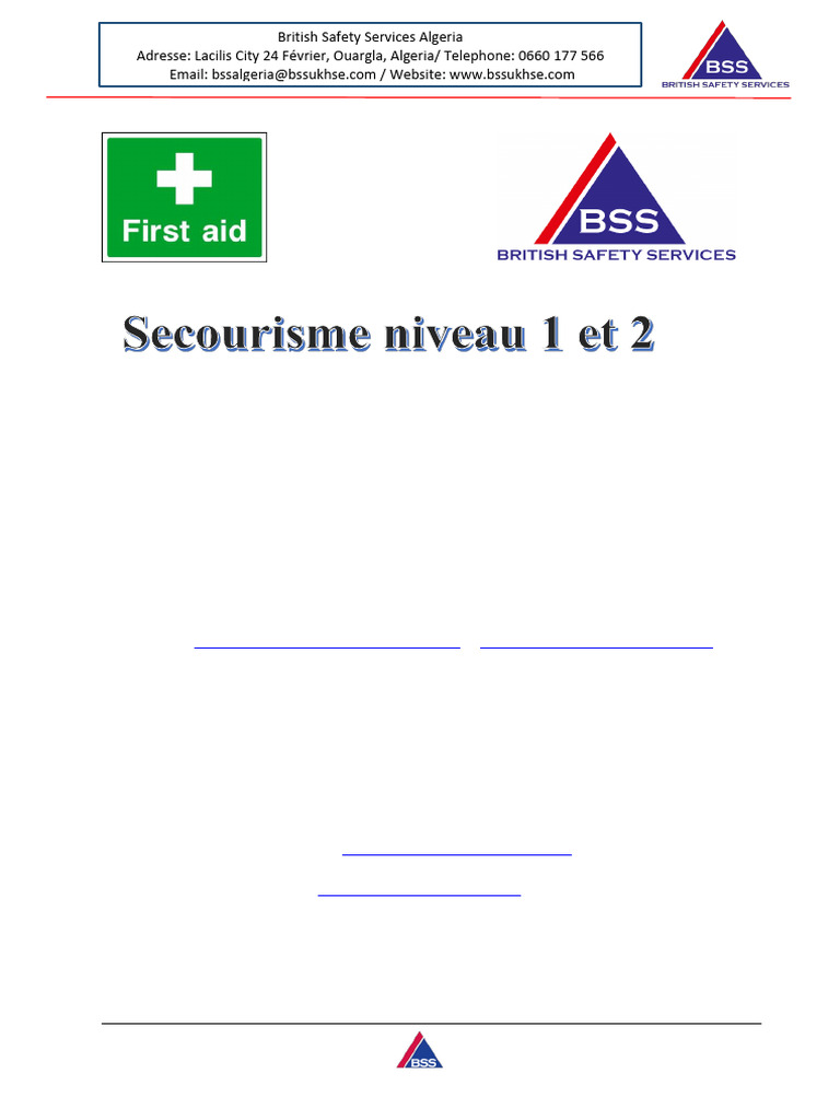 BSS First Aid Course Book FR | PDF