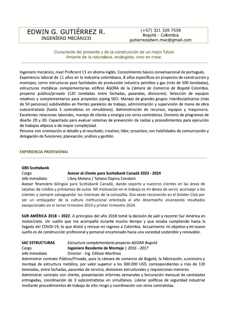Edwin Gutierrez R CV | PDF