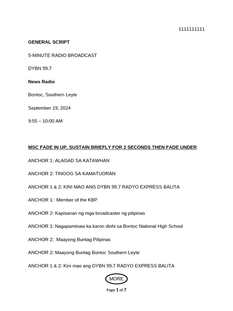 Dybn General Script English | PDF