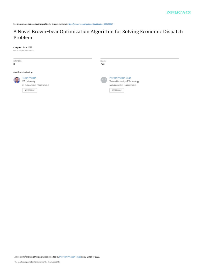 Brown Bearbasedeconomicdispatch | PDF | Mathematical Optimization | Business