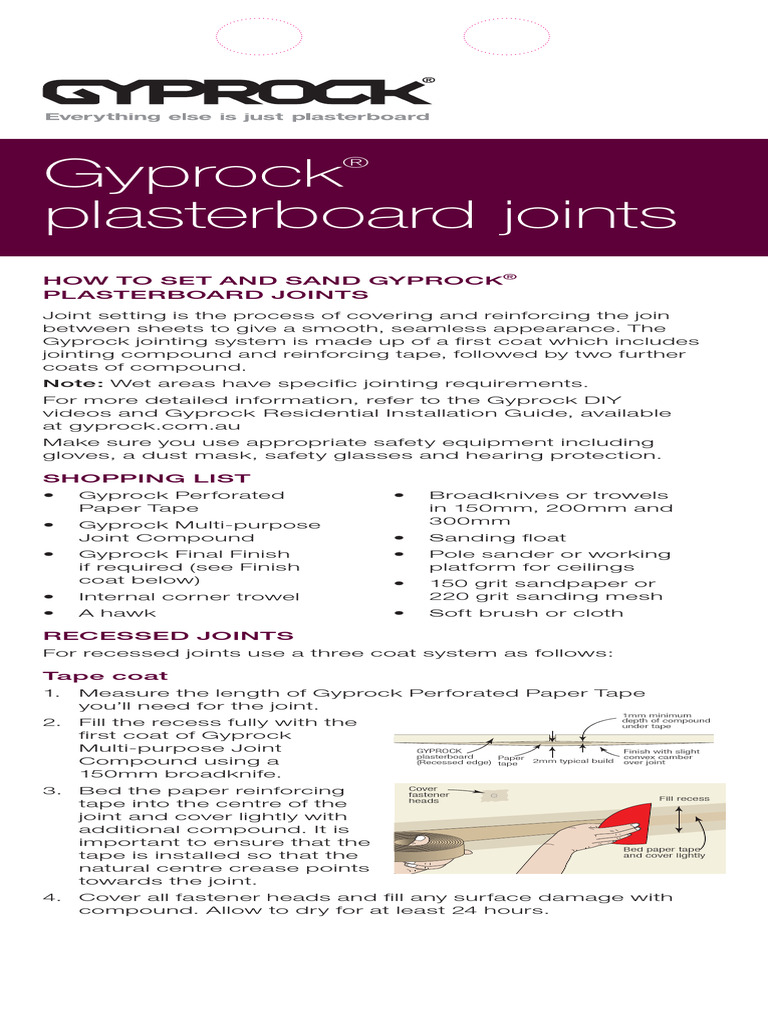 Gyprock 209 Jointing 201604 | PDF