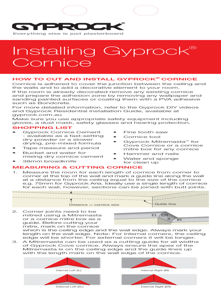 Gyprock 212 Cornice 201604 | PDF