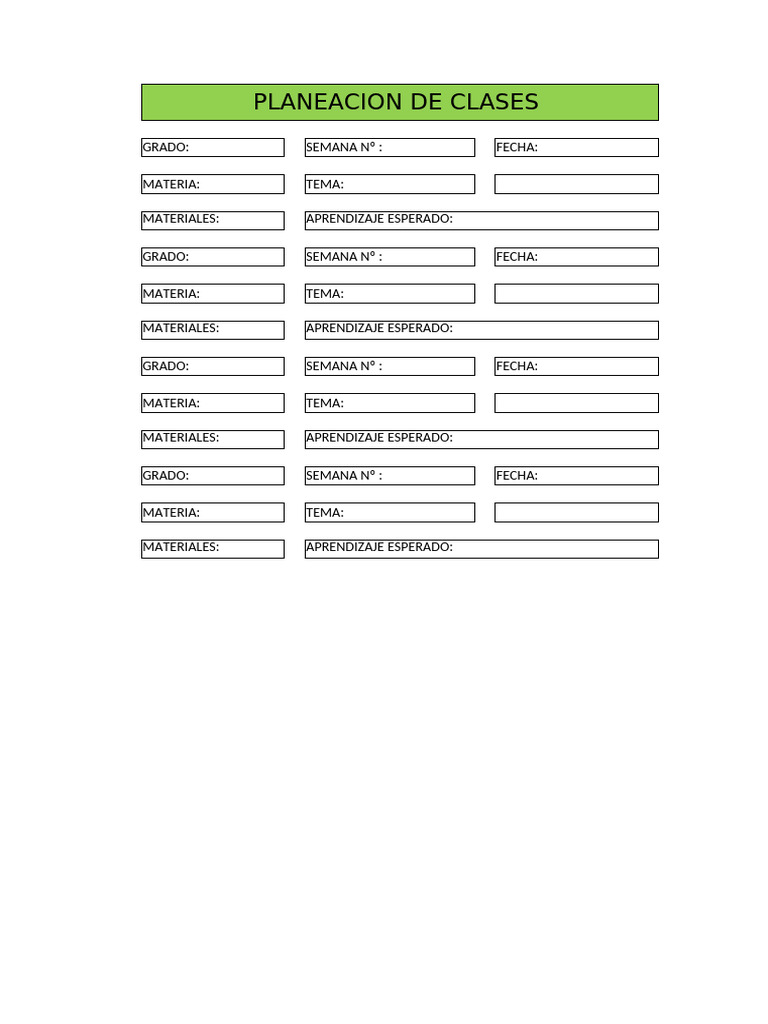 Formato de Planeacion de Clases | PDF
