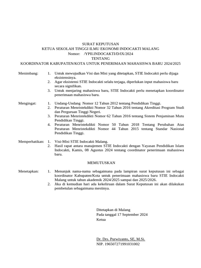 SK KOORDINATOR PMB 2024 DAERAH (fix) | PDF