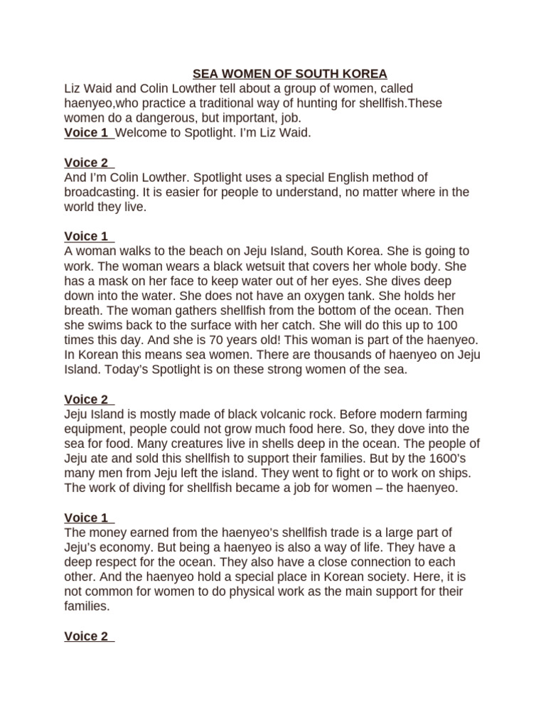 Sea Women of South Korea | PDF