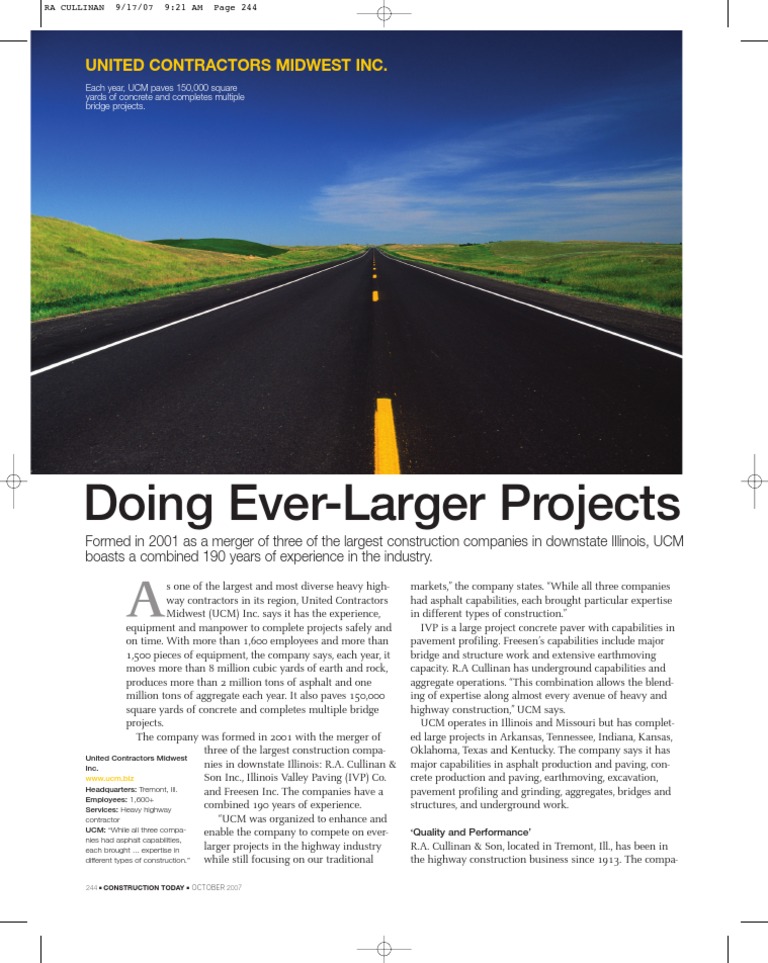 Doing Ever-Larger Projects: United Contractors Midwest Inc | PDF | Road ...