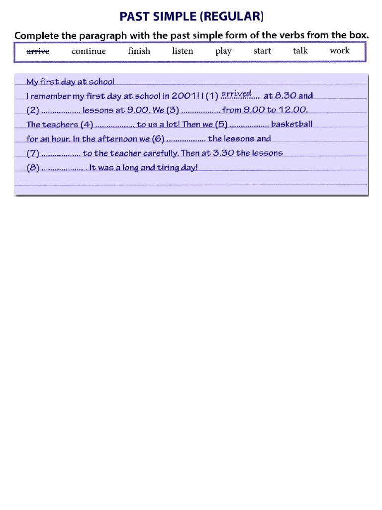 Past Simple Regular Verbs | PDF