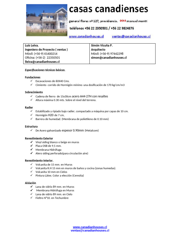 ESPECIFICACIONES TECNICAS CASAS | PDF