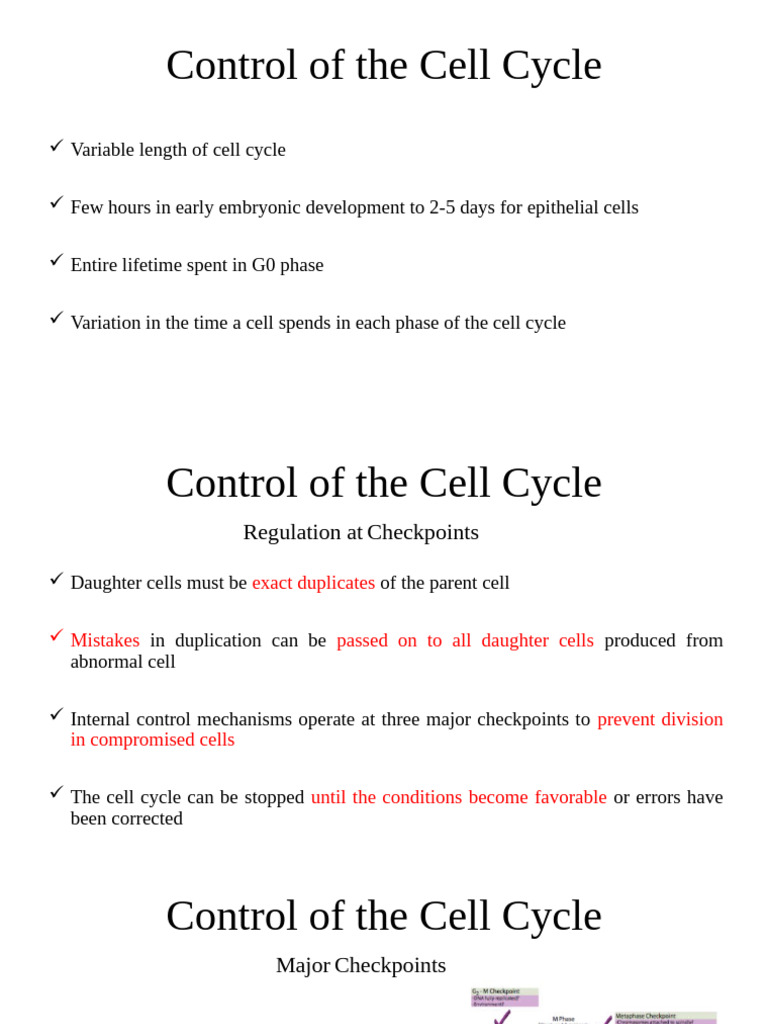 Control of The Cell Cycle | PDF