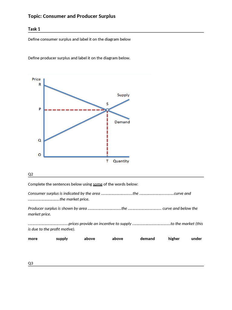 L8 Consumer and Producer Surplus Handout 2021 | PDF