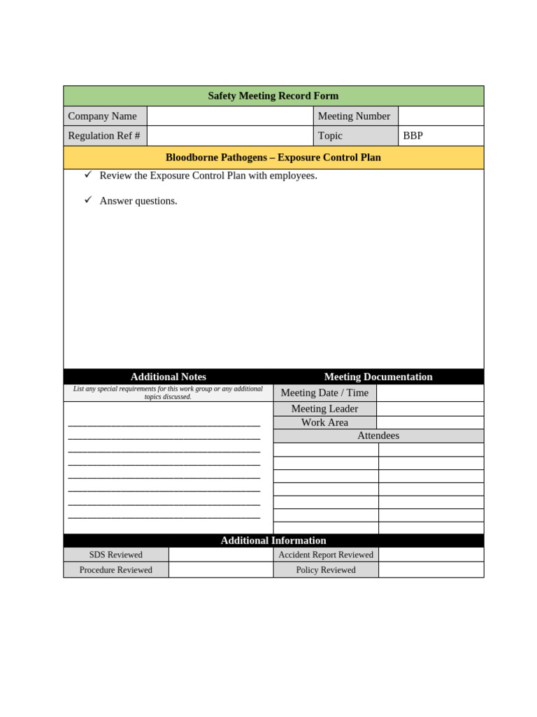 BBP - Exposure Control Plan | PDF