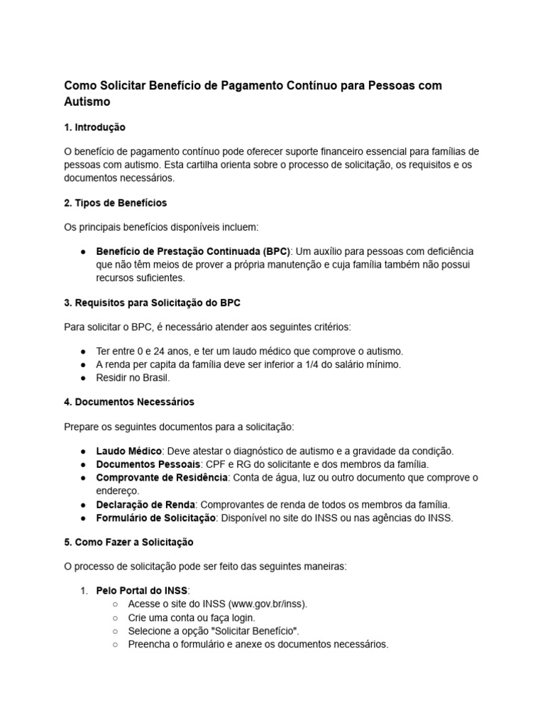 Como Solicitar o BPC | PDF