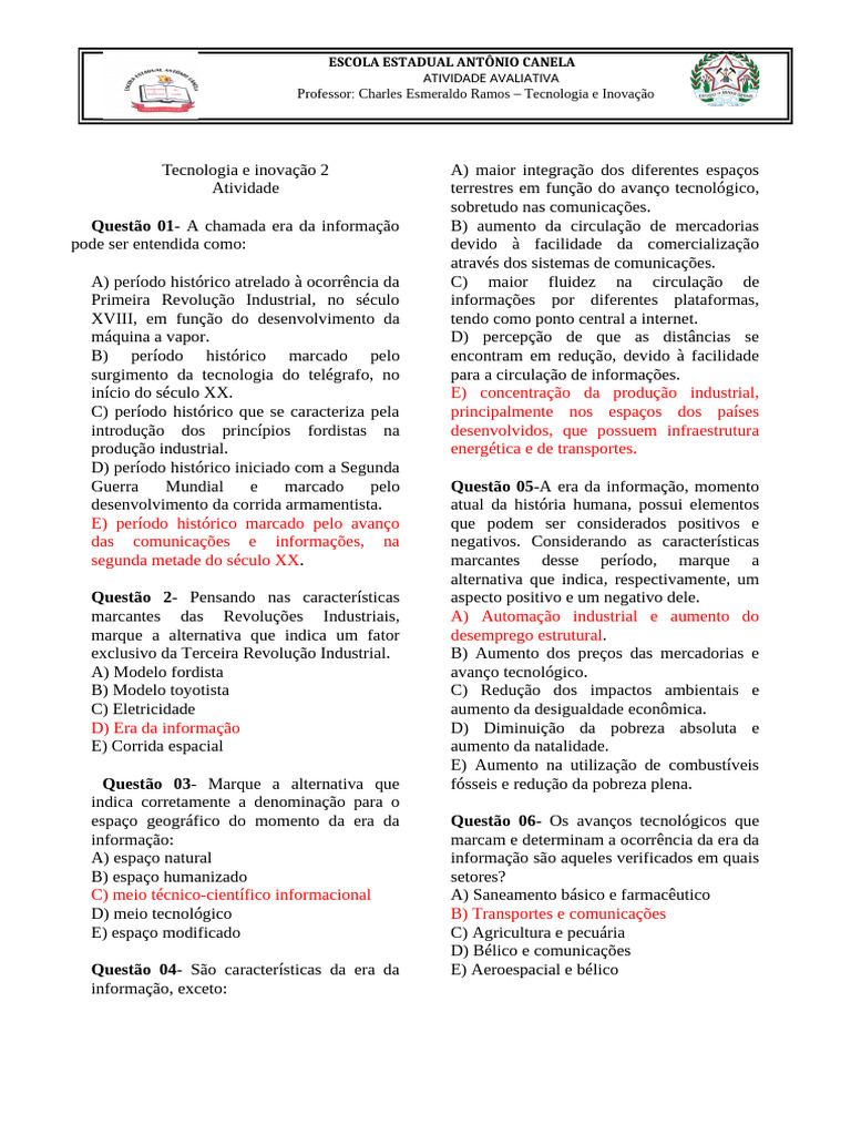 Ativ Tec Inov Com Resosta | PDF