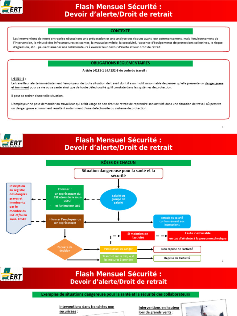 Flash Mensuel Securite Juin 2024 - Devoir D'alerte - Droit de Retrait | PDF