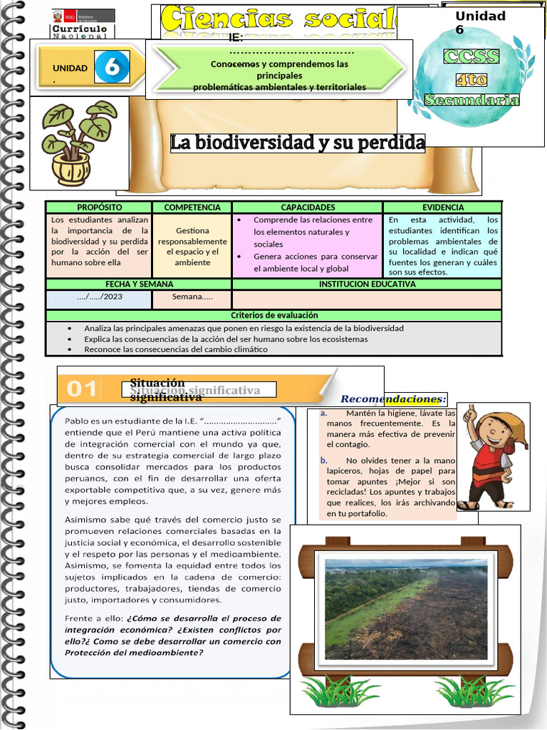 Ficha de Actividad CCSS 4°-Semana 1 Uni 6 | PDF