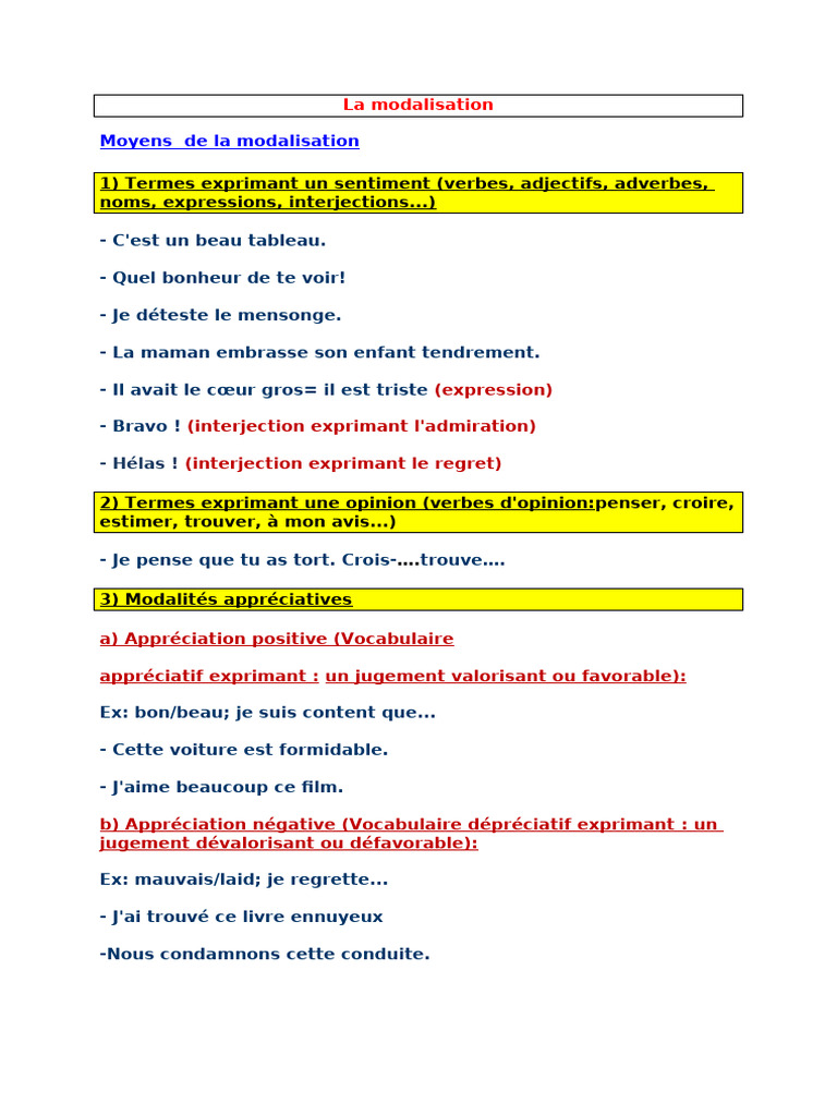 La Modalisation | PDF
