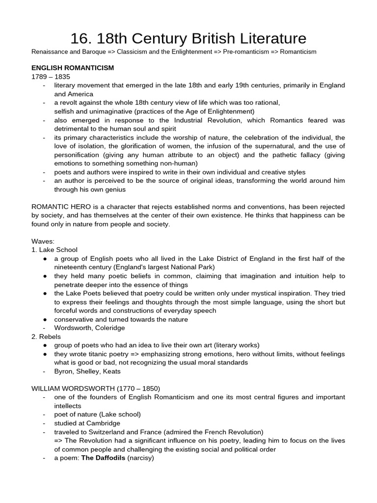 16. 18th Century British Literature | PDF