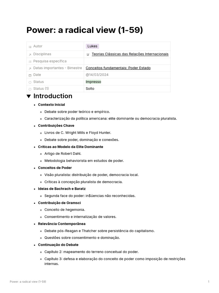 Resumo 3 - Power_a Radical View | PDF