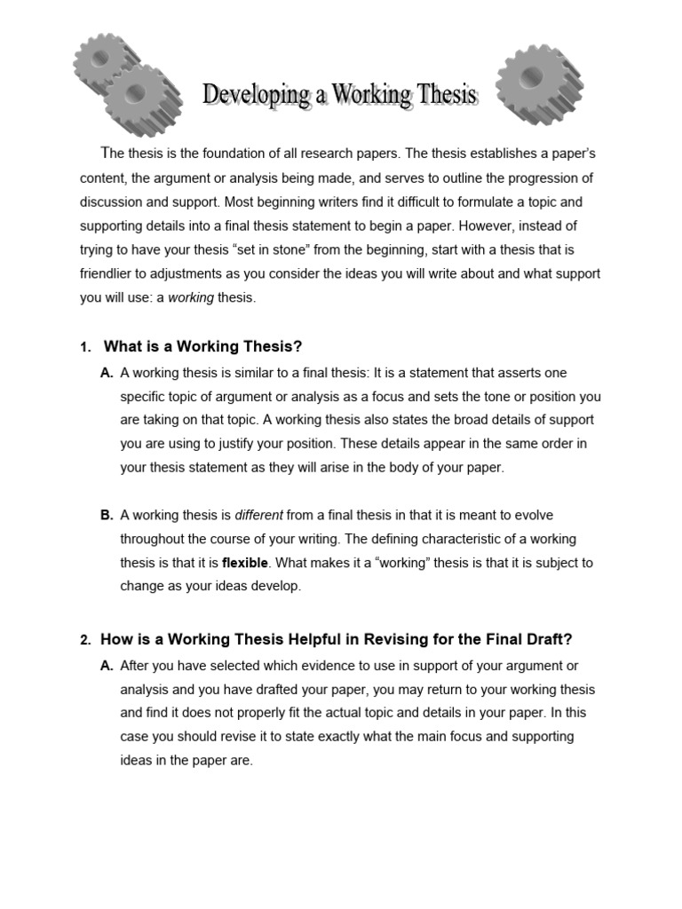 Developing Working Thesis | PDF