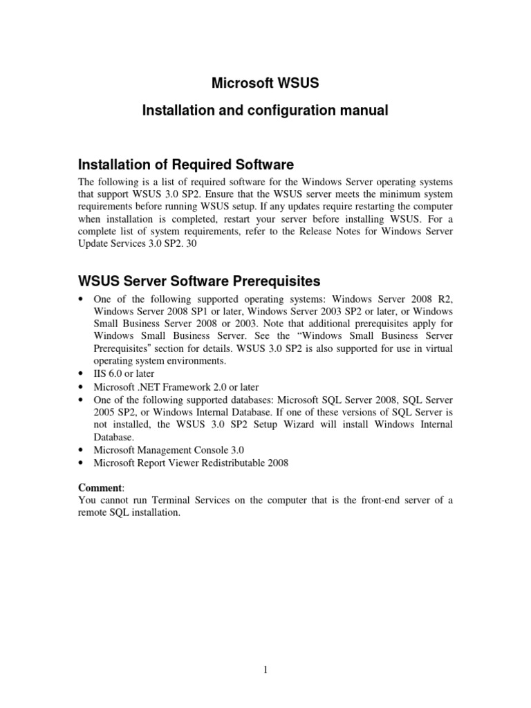 Microsoft WSUS Installation and Configuration Manual | PDF