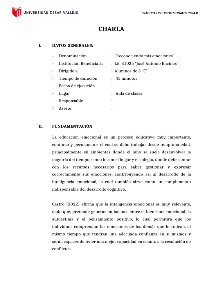 Charla 1 - Emociones | PDF