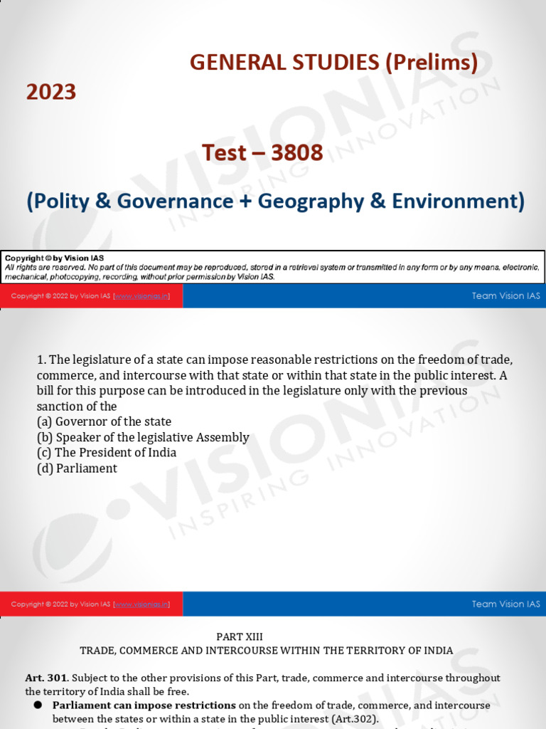 General Studies (Prelims) 2023: Test - 3808 | PDF