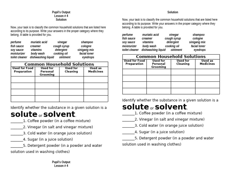 Solution Solute Solvent | PDF