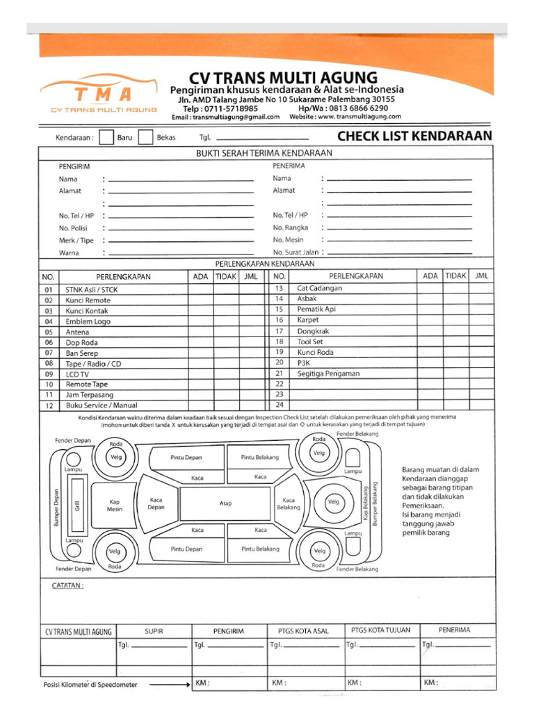 Check List Kendaraan Pdf