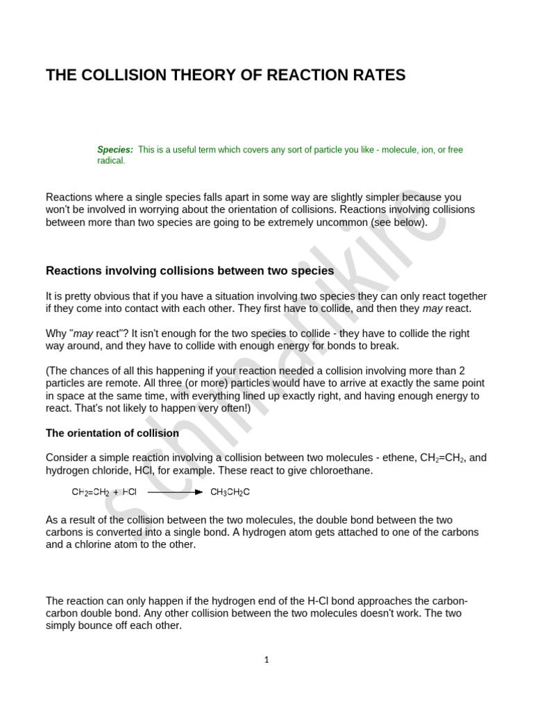 2 The Collision Theory of Reaction Rates | PDF