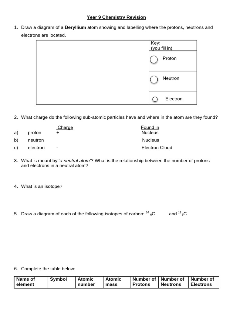 Year 9 Science W5 L4 Chemistry Mid-Topic Revision | PDF