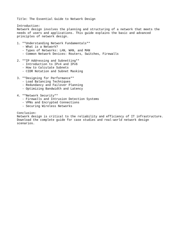 Documento 2 Fundamentals of Network Design | PDF