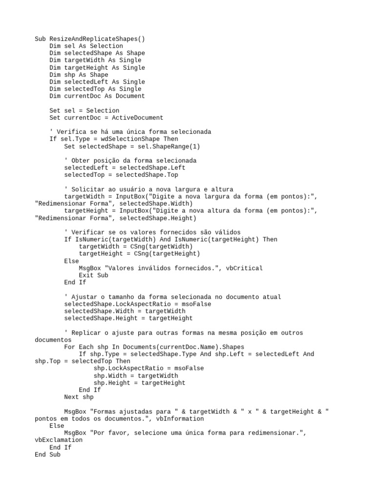 Codigo Macro para Ajuste de Foto | PDF