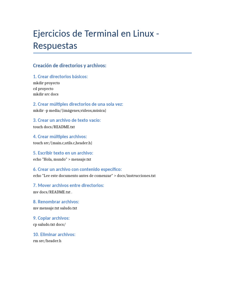 Ejercicios Linux Respuestas | PDF