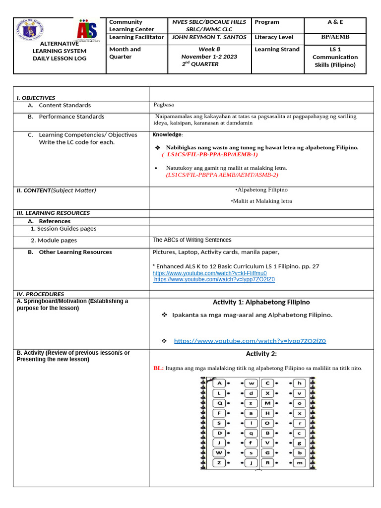 LS1 Fil DLP | PDF | Cognitive Science | Learning
