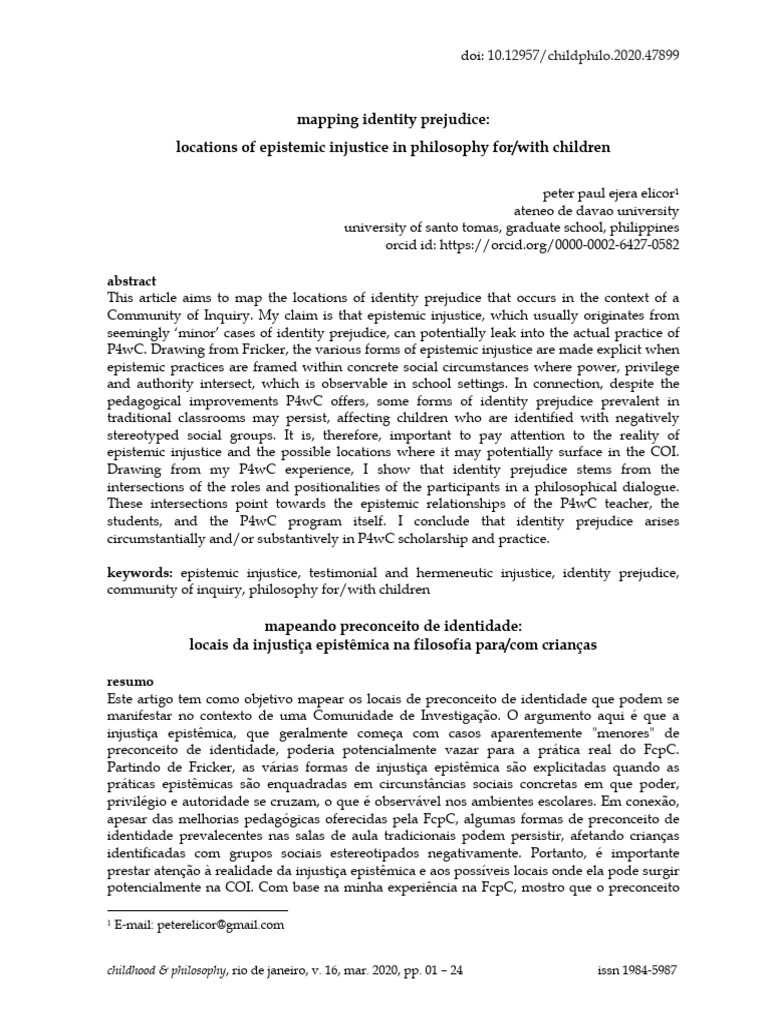Mapping Identity Prejudice: Locations of Epistemic Injustice in ...