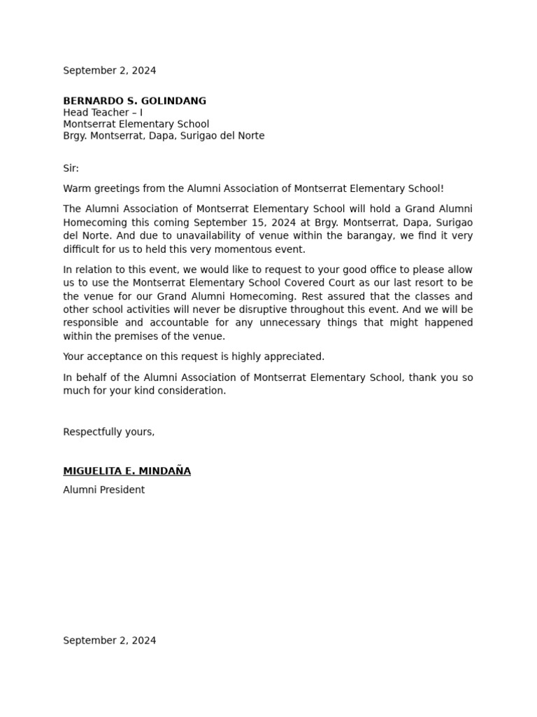 Letter Request for Venue (1) | PDF