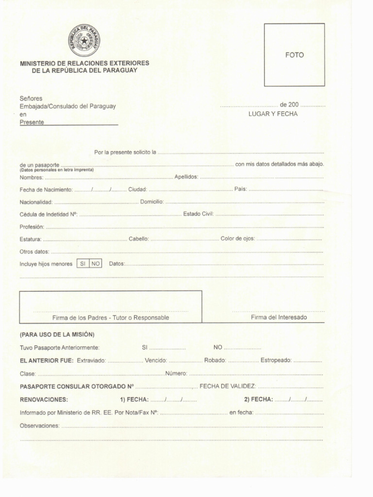 Formulario-de-Solicitud-de-Pasaporte-Consular-1 | PDF