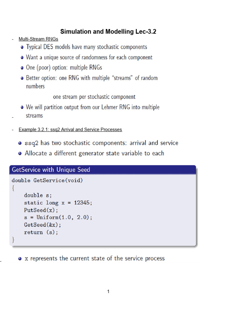 Simulation and Modelling Lec-3.2 Summary | PDF