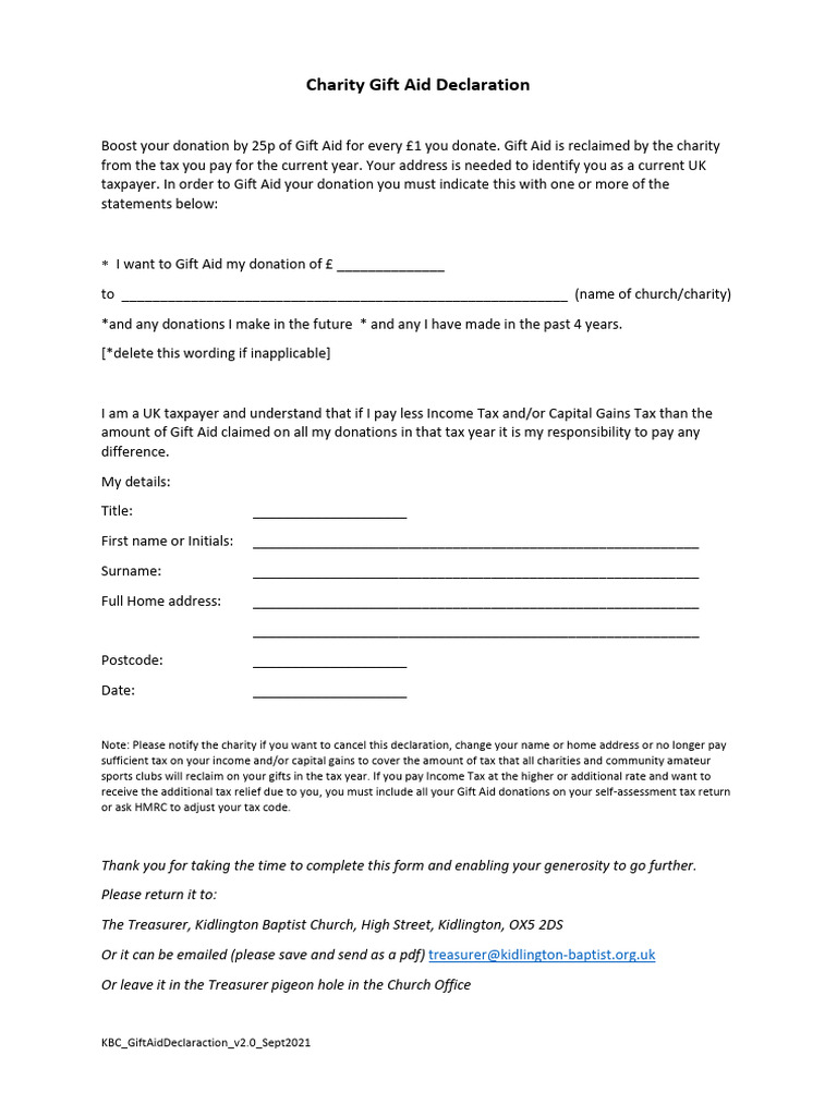 Gift Aid Form | PDF