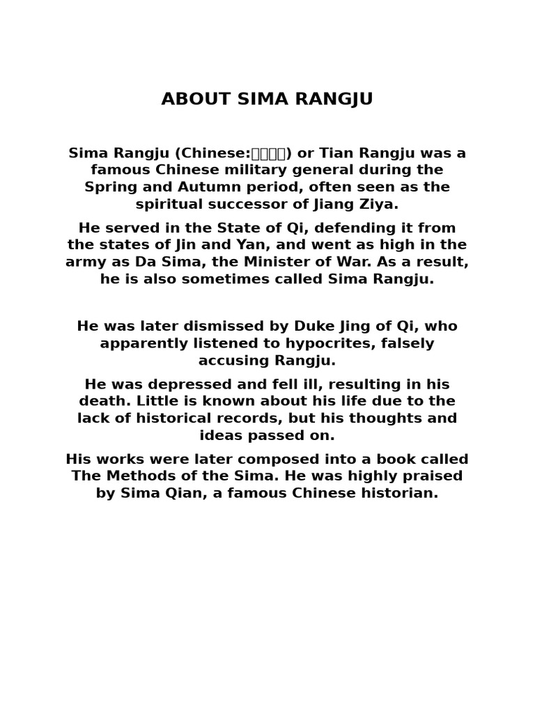 THE METHODS OF SIMA RANGJU | PDF