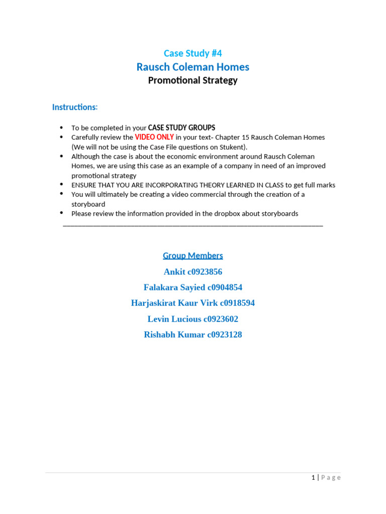 Case Study 4 Promotion and Rausch Coleman | PDF