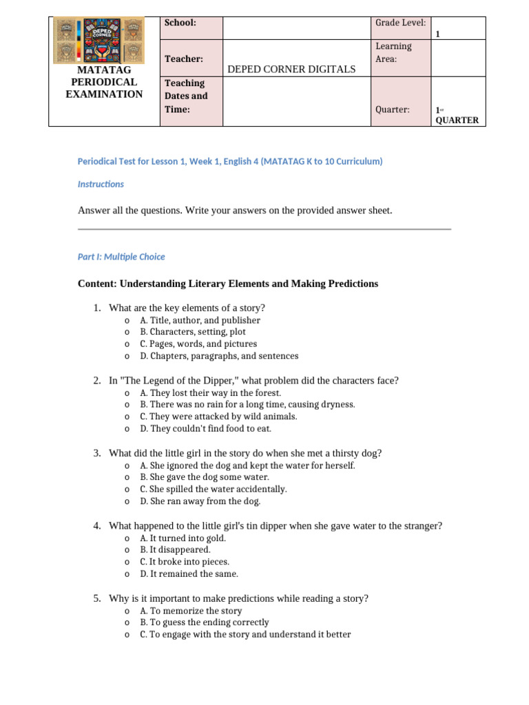 Pt-Week 1-English-Deped Corner Digitals | PDF