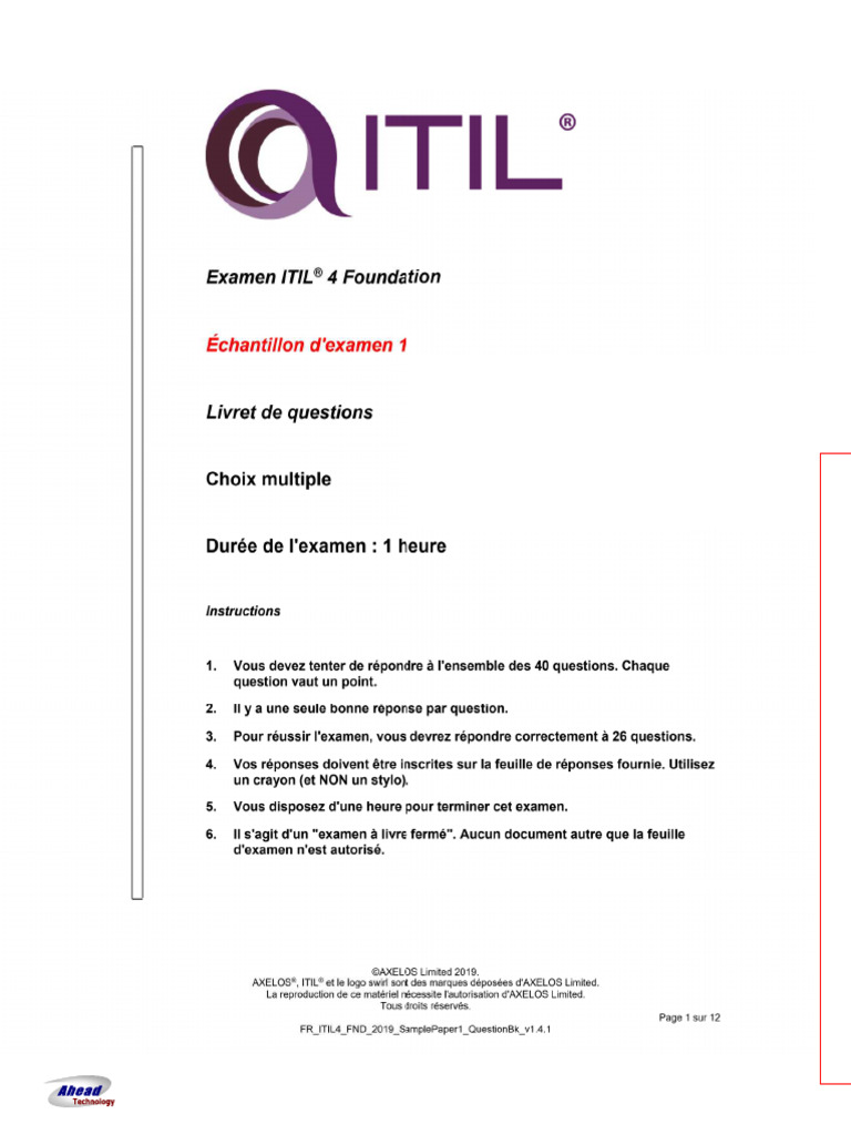 Exemple d'examen 1 - Questions | PDF